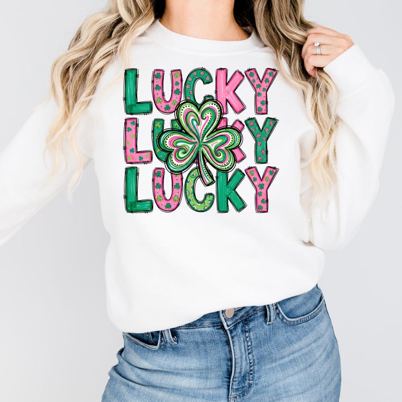 St Patrick’s Day Lucky Shamrock DTF Transfer: Retro Preppy Lucky Ready ...