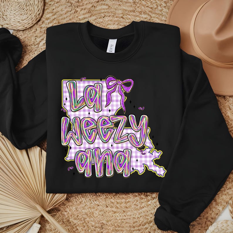 Brushstroke La Weezy Ana Louisiana Map DTF Heat Transfer: Glitter ...