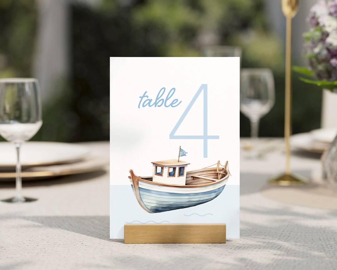 Table Numbers Baby Shower Ahoy It's a Boy Nautical Blue Instant ...