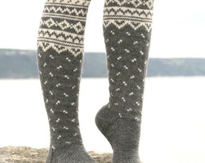 Knee High Boot Socks Hand Knit Norwegian Design YOU PICK COLOR - Etsy