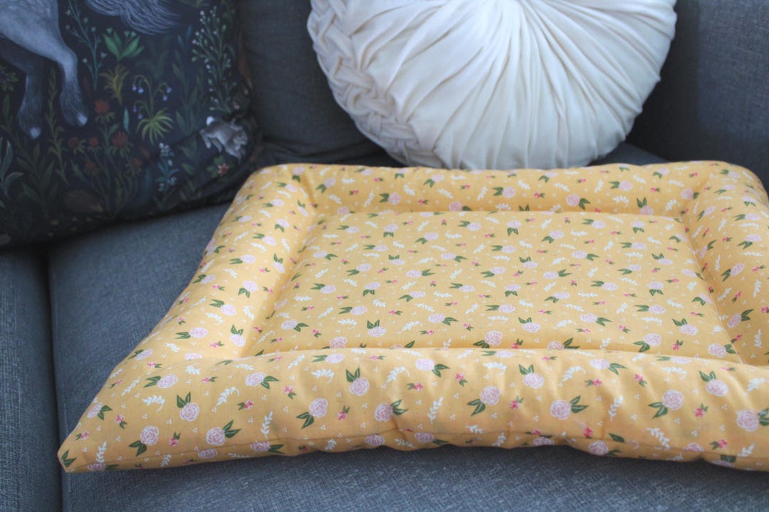 Orange Creamsicle Sorbet Floral Cat Bed - Cotton, Handmade, Soft, Pink ...
