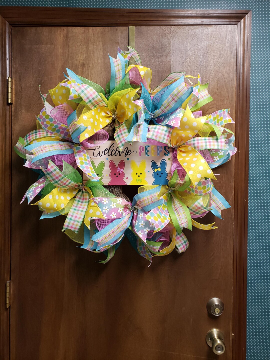 PEEPS Easter Wreath - Handmade Multicolor Deco Mesh, 26 Inch - Etsy