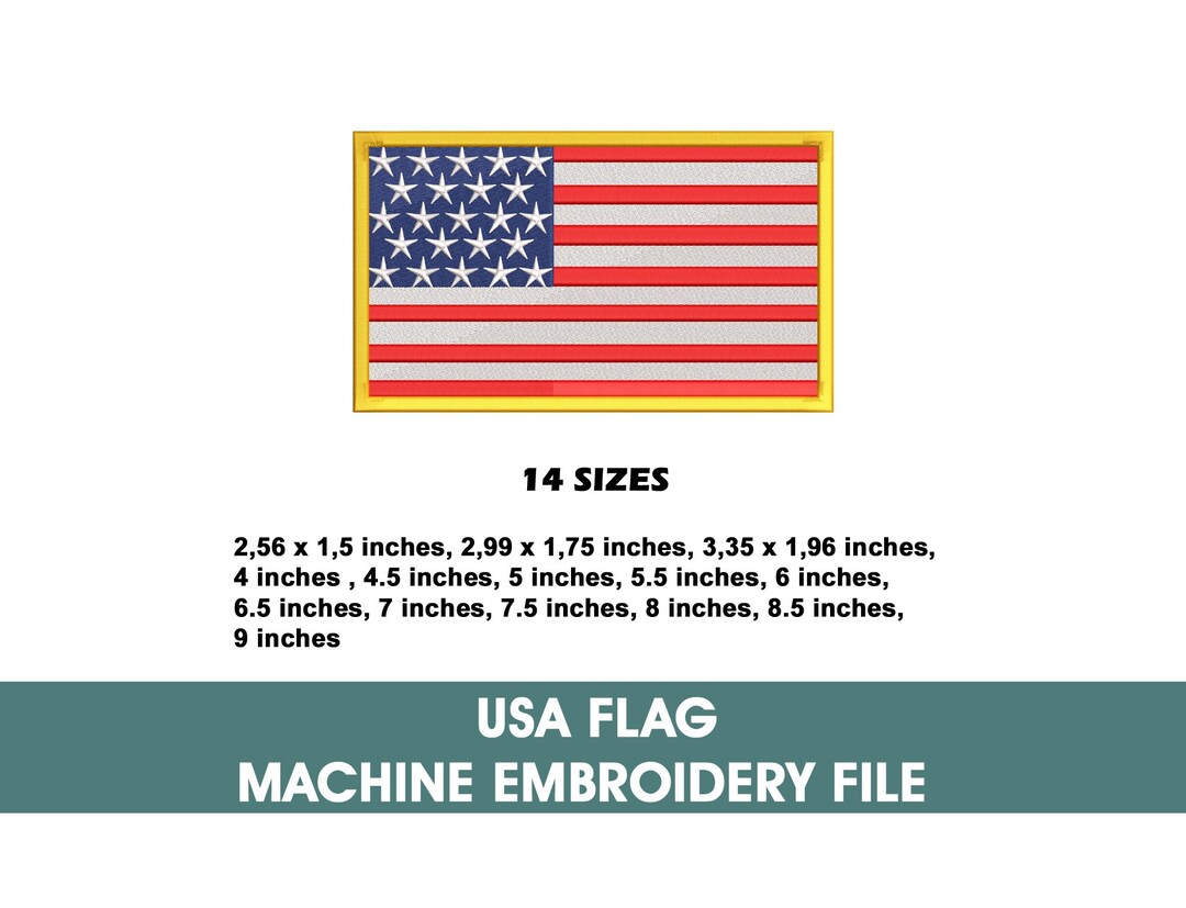 USA Flag Embroidery Design, American Patriotic Machine Embroidery File ...