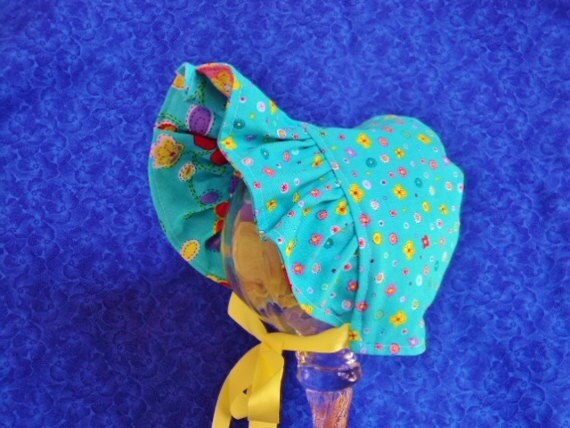 Turquoise Baby Bonnet Reversible Ruffled Brim - Etsy