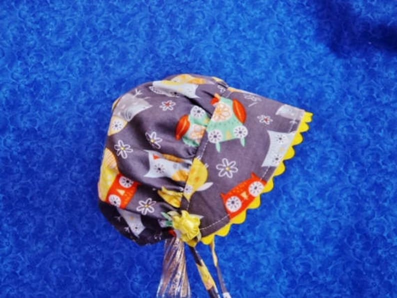 Infant Baby Bonnet Grey With Colorful Owls - Etsy