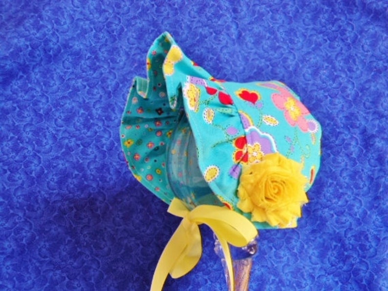 Turquoise Baby Bonnet Reversible Ruffled Brim - Etsy