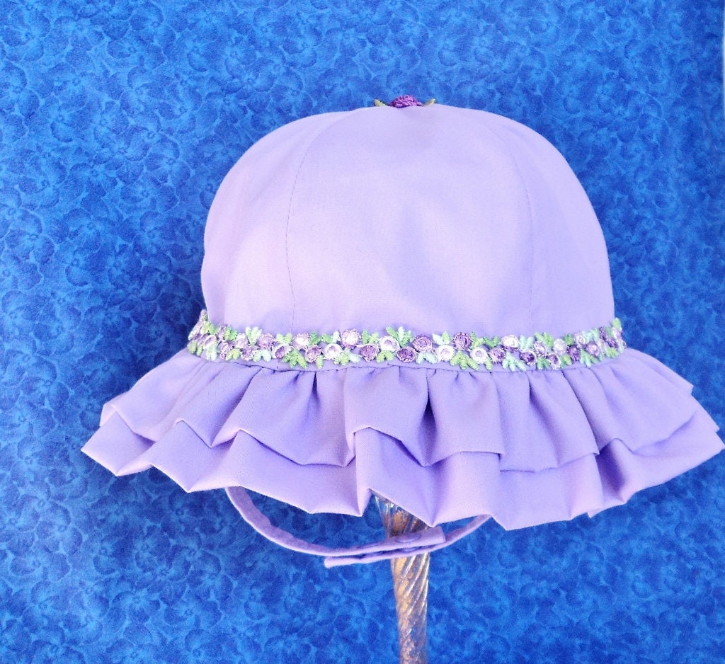 Toddler Girl Purple Double Ruffled Sun Hat With Chin Straps - Etsy