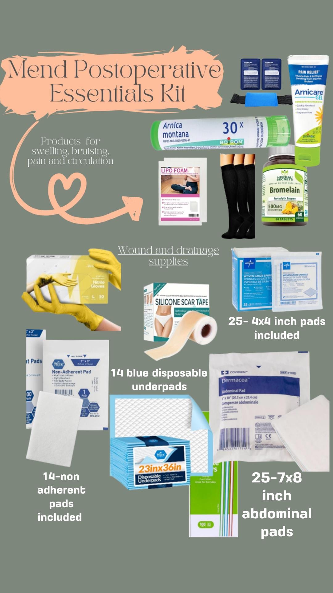 Over 30 Items Included! Postoperative Care Package, Mommy Makeover ...