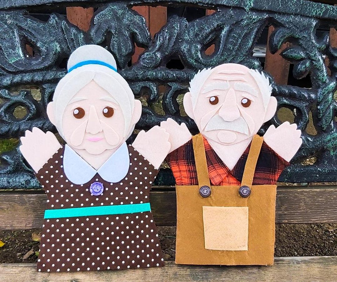 Grandmother & Grandfather, Hand Puppets 2 Pcs, Hand Theater for ...