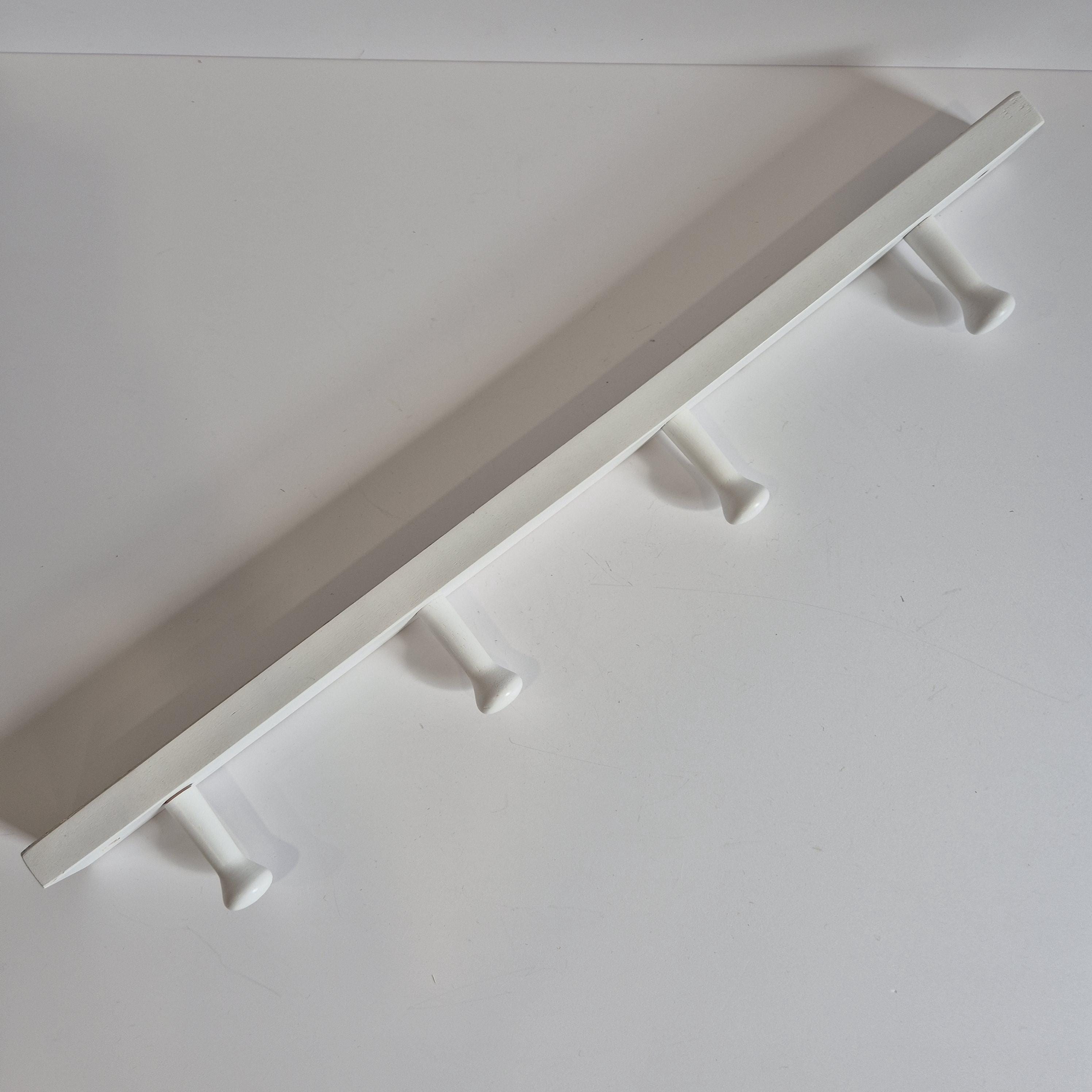 Vintage Inspired White Wooden Peg Rack, Cottagecore Wall Hook Shelf ...