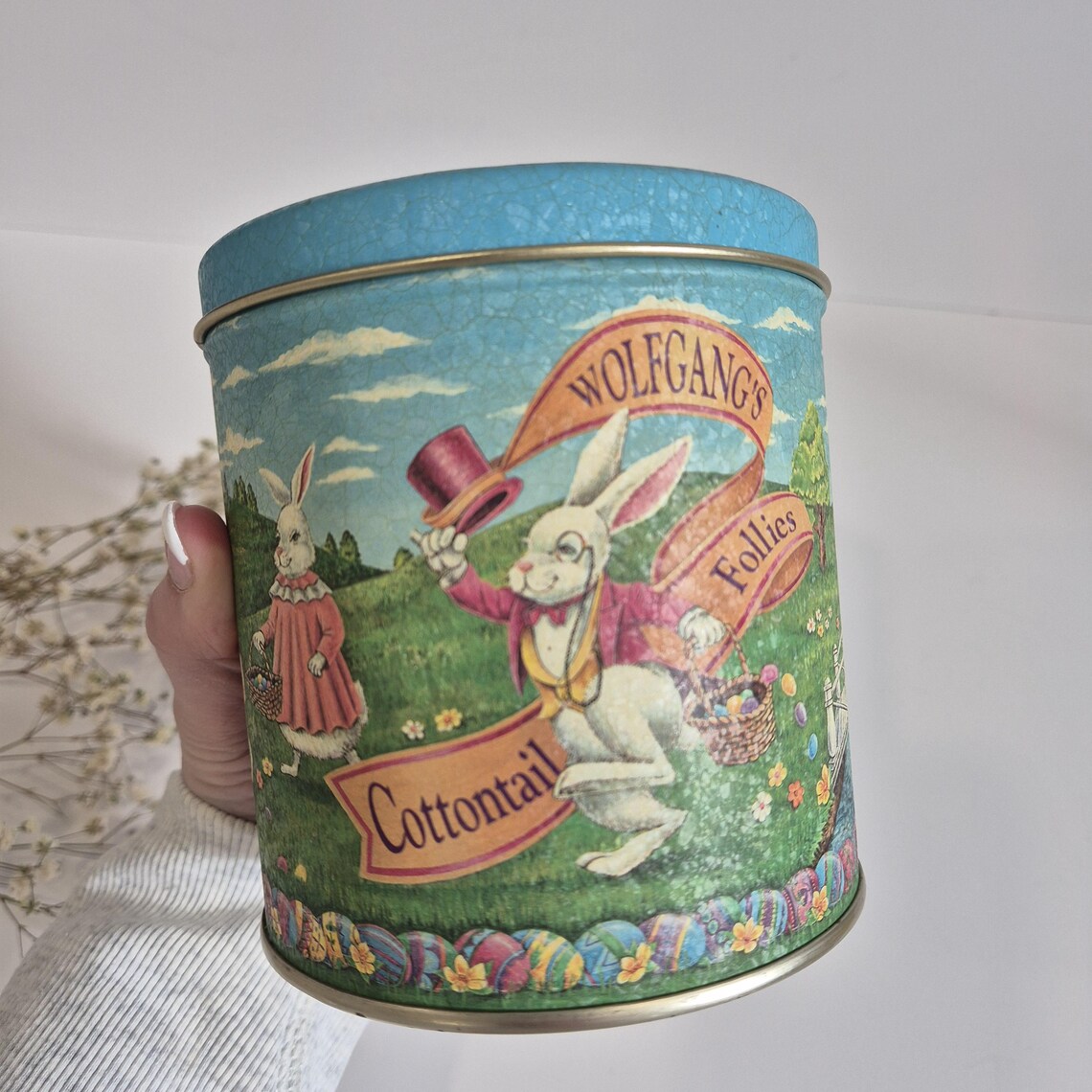 Vintage Easter Bunny Cookie Tin, Rabbit Cookie Container, Easter Rabbit ...