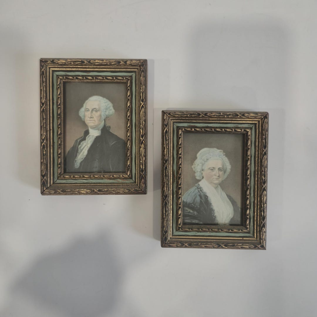 Vintage Colonial Portrait Prints Set | George & Martha Washington Style ...