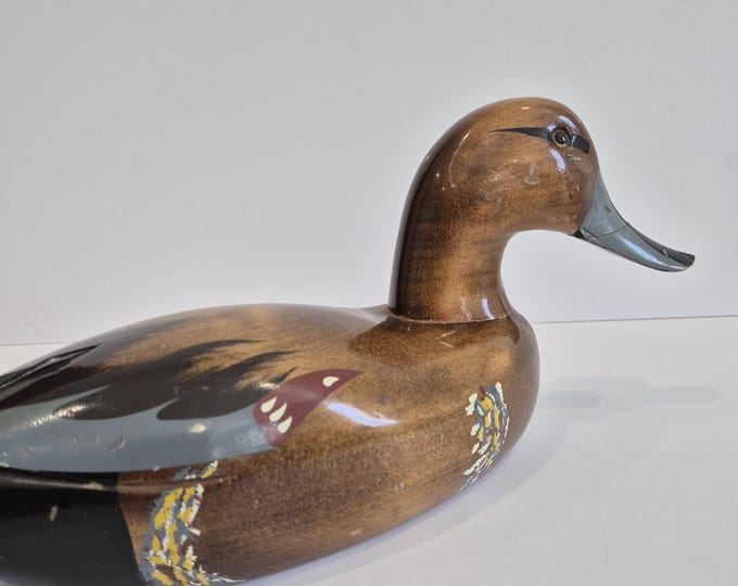 Vintage Hand Painted Duck Decoy Figurine | Rustic Cabin Decor | Wood ...