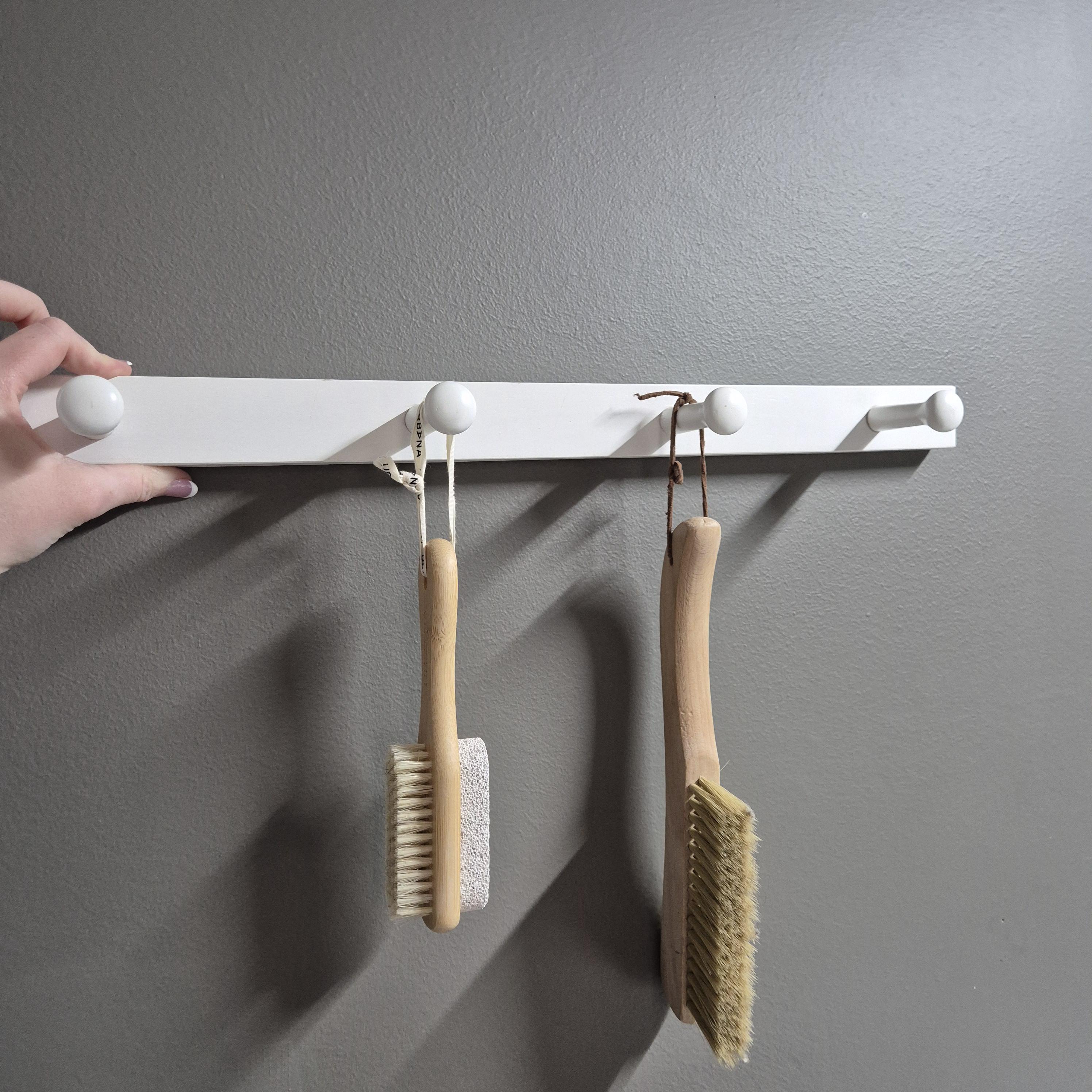 Vintage Inspired White Wooden Peg Rack, Cottagecore Wall Hook Shelf ...