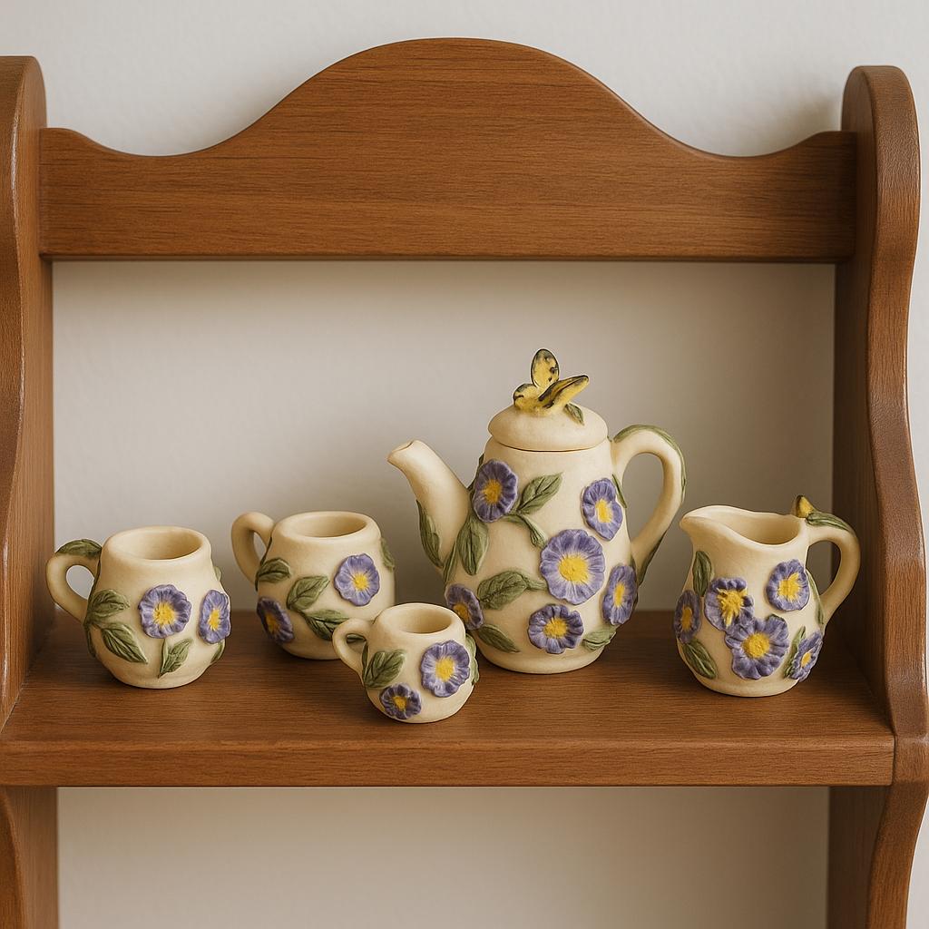 Vintage Miniature Floral Tea Set With Butterfly – Girls Nursery Shelf ...