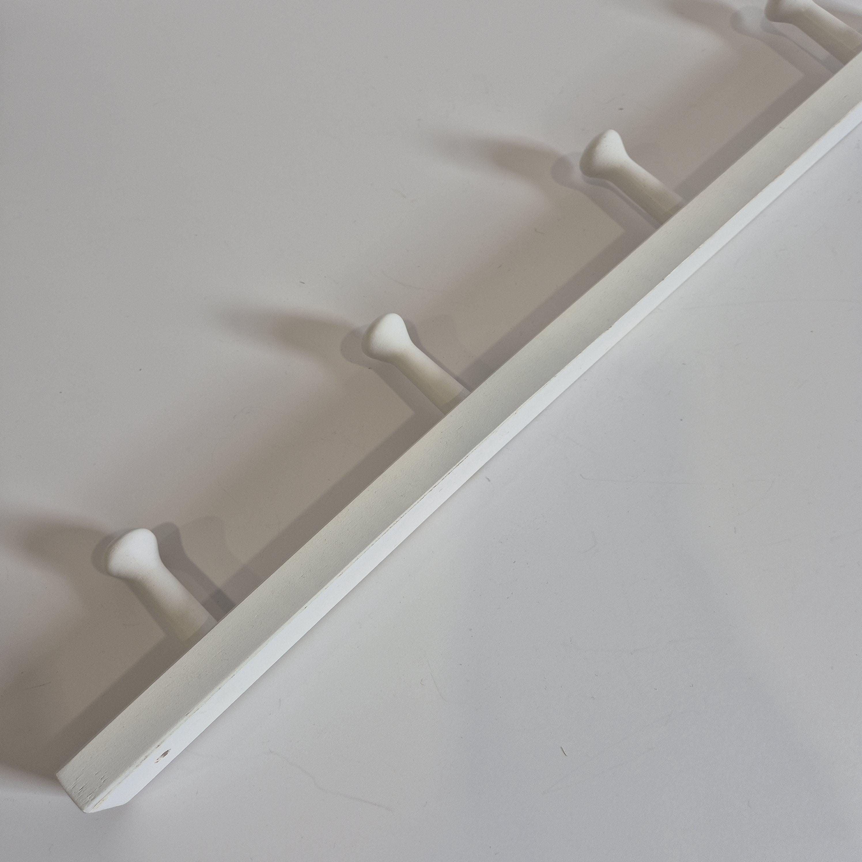 Vintage Inspired White Wooden Peg Rack, Cottagecore Wall Hook Shelf ...