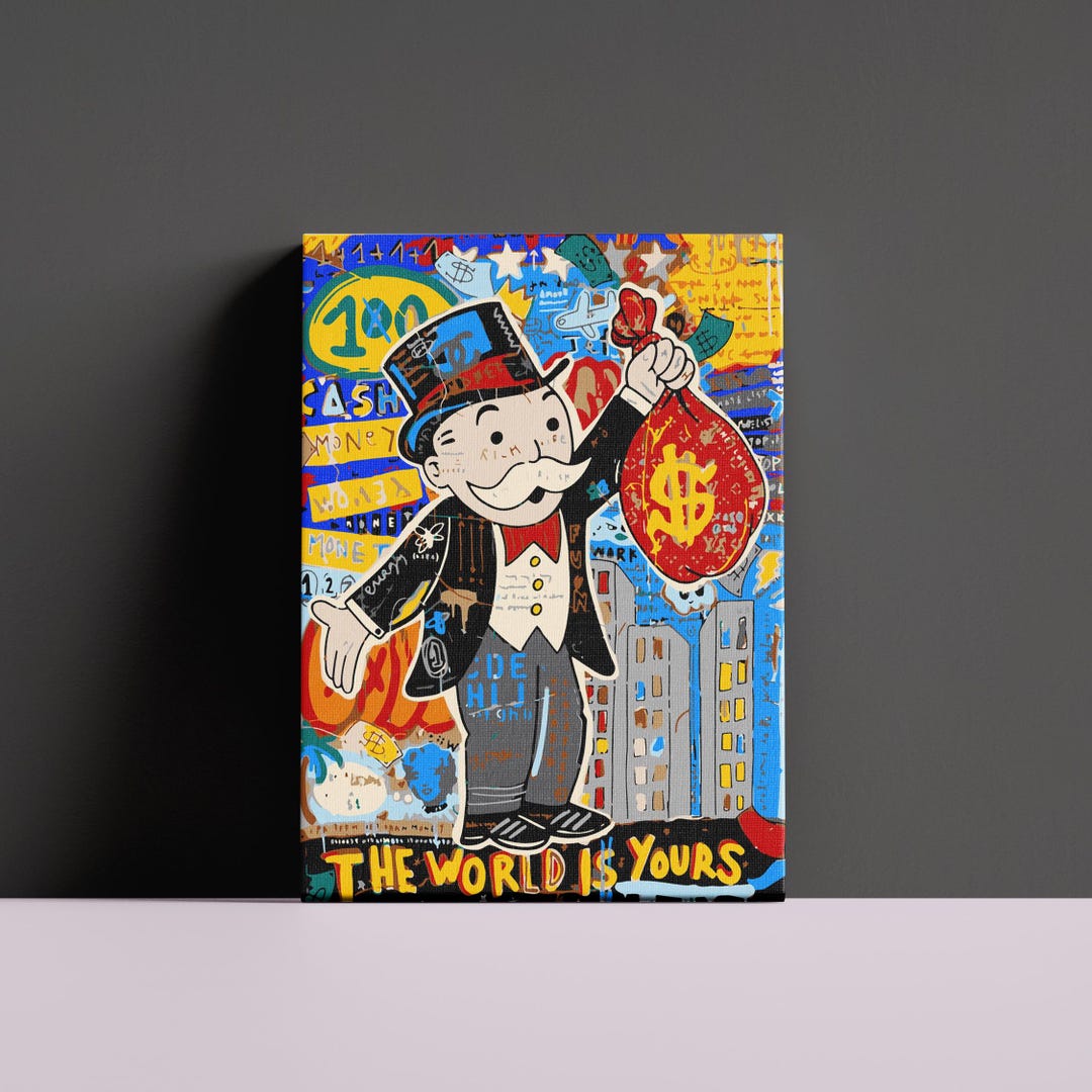 Monopoly Man Wall Art, Monopoly Banksy Poster, Banksy Canvas, Monopoly ...