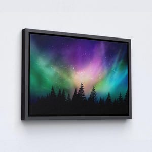 Northern Lights Over the Canadian Forest Canvas, Aurora Borealis Wall ...