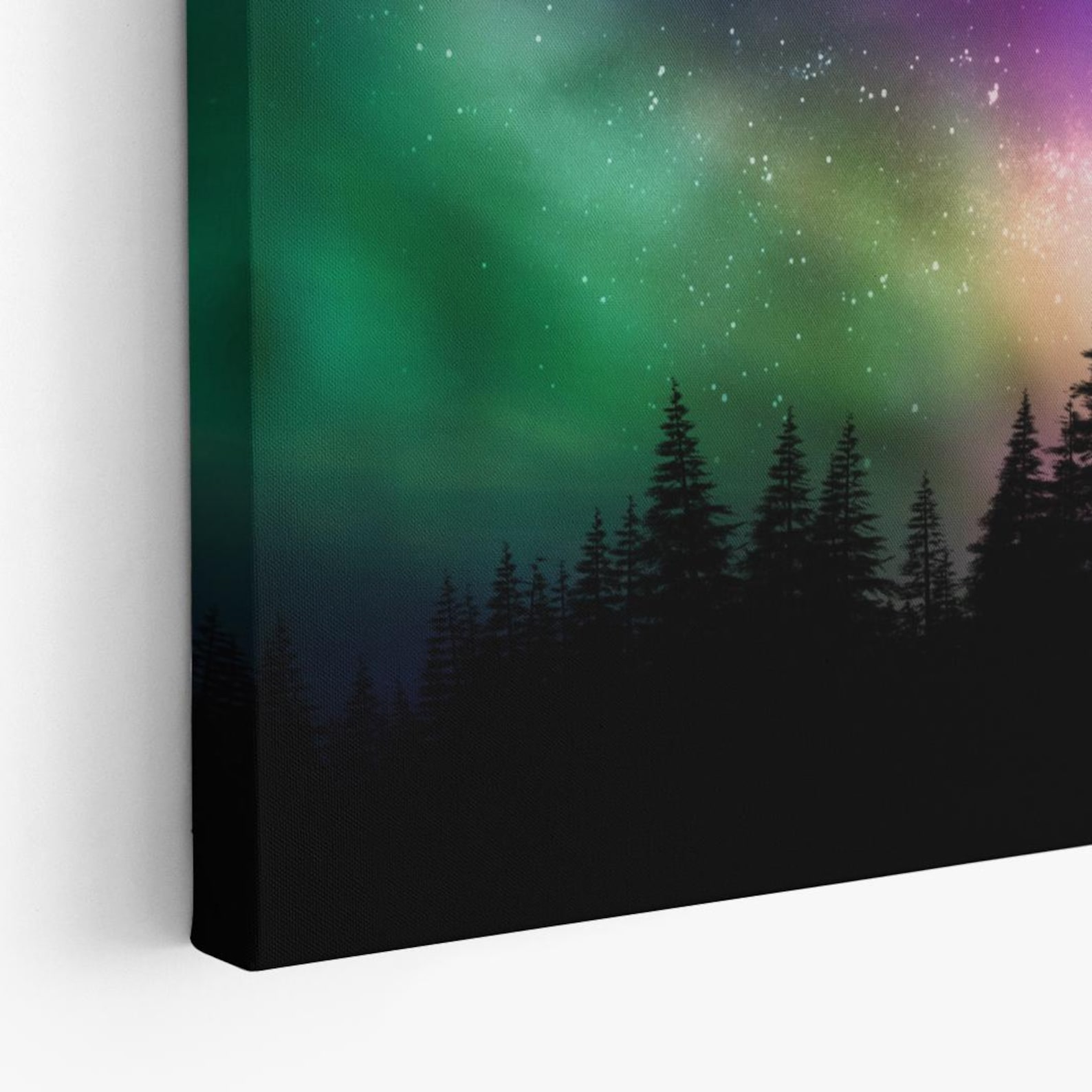 Northern Lights Over the Canadian Forest Canvas, Aurora Borealis Wall ...