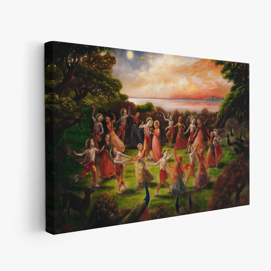 Rasa Lila Dance of Radha Krishna Canvas, Rasa Lila Dance Wall Art ...