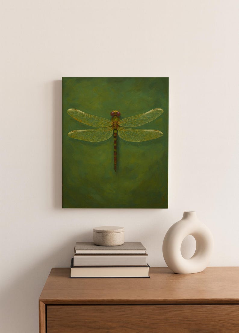Dragonfly Wall Art - Botanical Insect Print - Nature Inspired Green ...