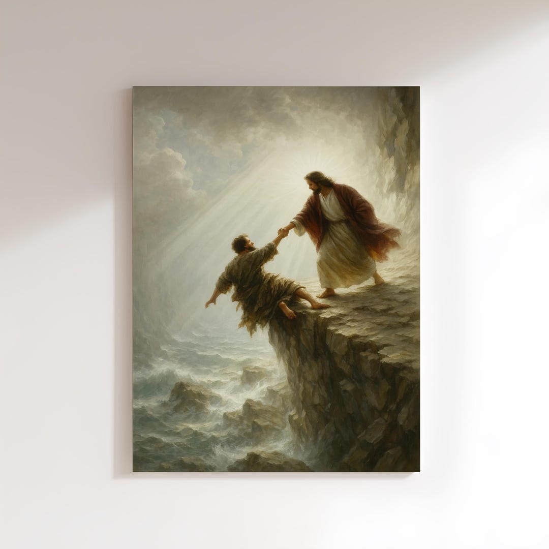 Jesus Save His Life Poster, Hand of God Poster, Spiritual Jesus Art ...