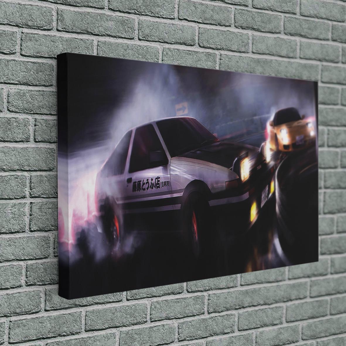 Initial D AE86 Drift Touge Wall Art, Initial D Canvas, Takumi Vs ...
