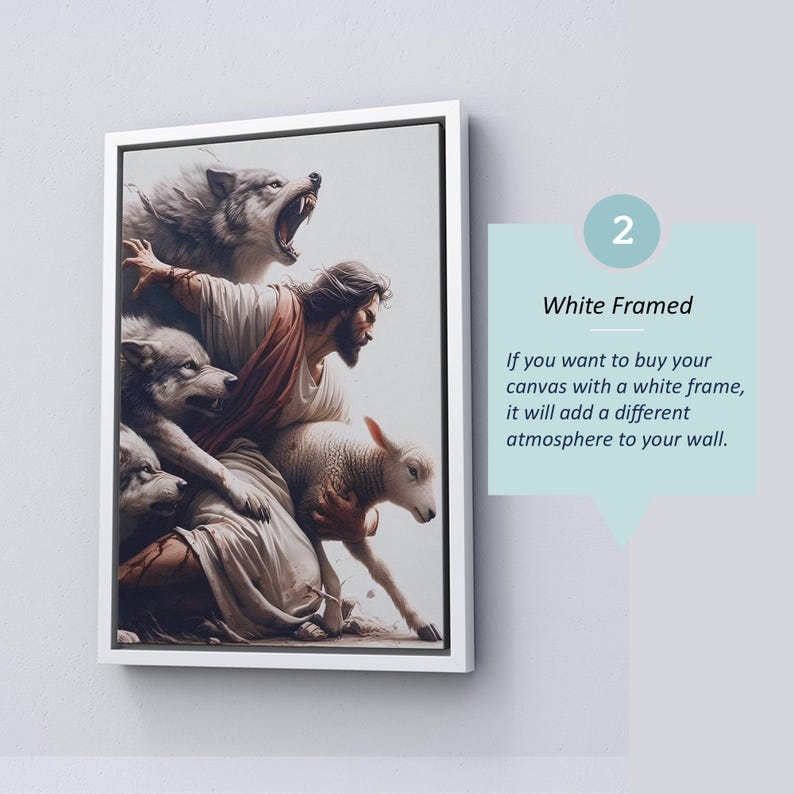 Jesus Protecting the Lamb Canvas or Poster, Jesus Saving the Lamb From ...