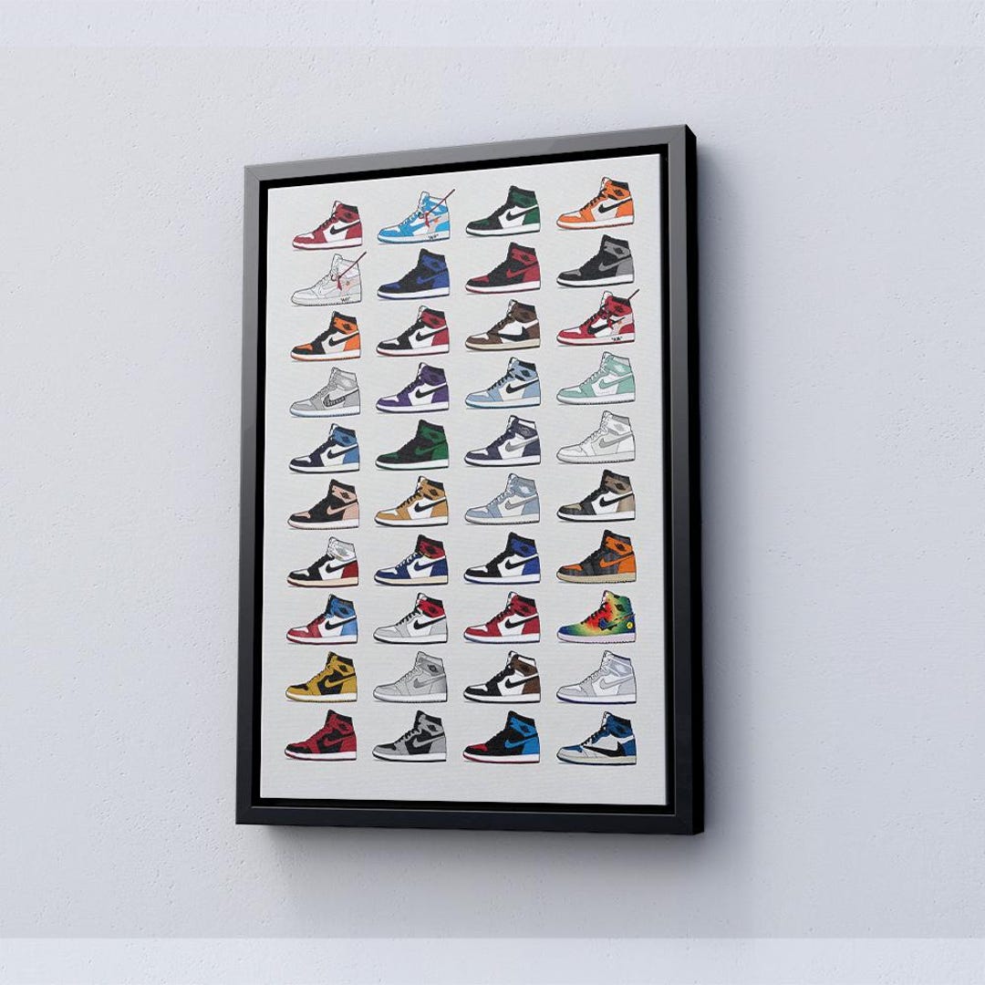 Air Jordan 1 Collection Sneaker Poster, Air Jordan Print, Air Jordan ...