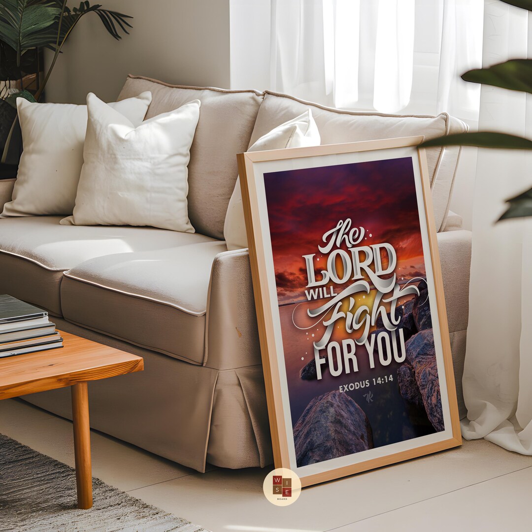 Inspirational Christian Wall Art, Exodus 14:14 Scripture, Elegant ...