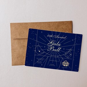 Elegant Blue and Gold Invitation - Chic Professional Corporate Editable ...