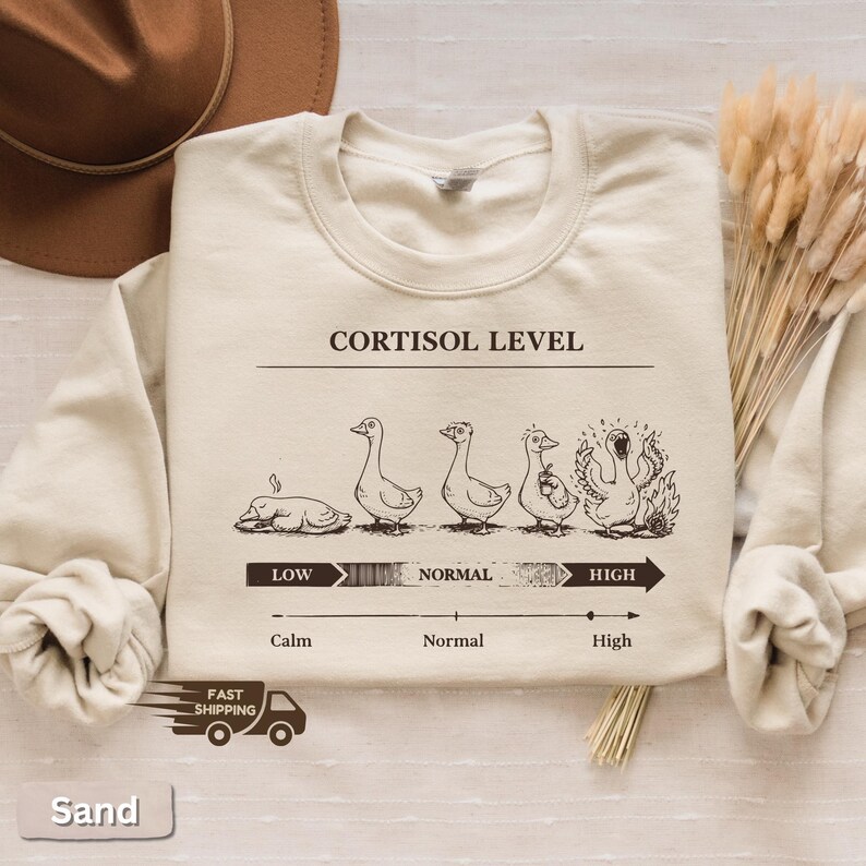 Funny Cortisol Meter Silly Goose Shirt, Stressed Meme Burnout Coworker ...
