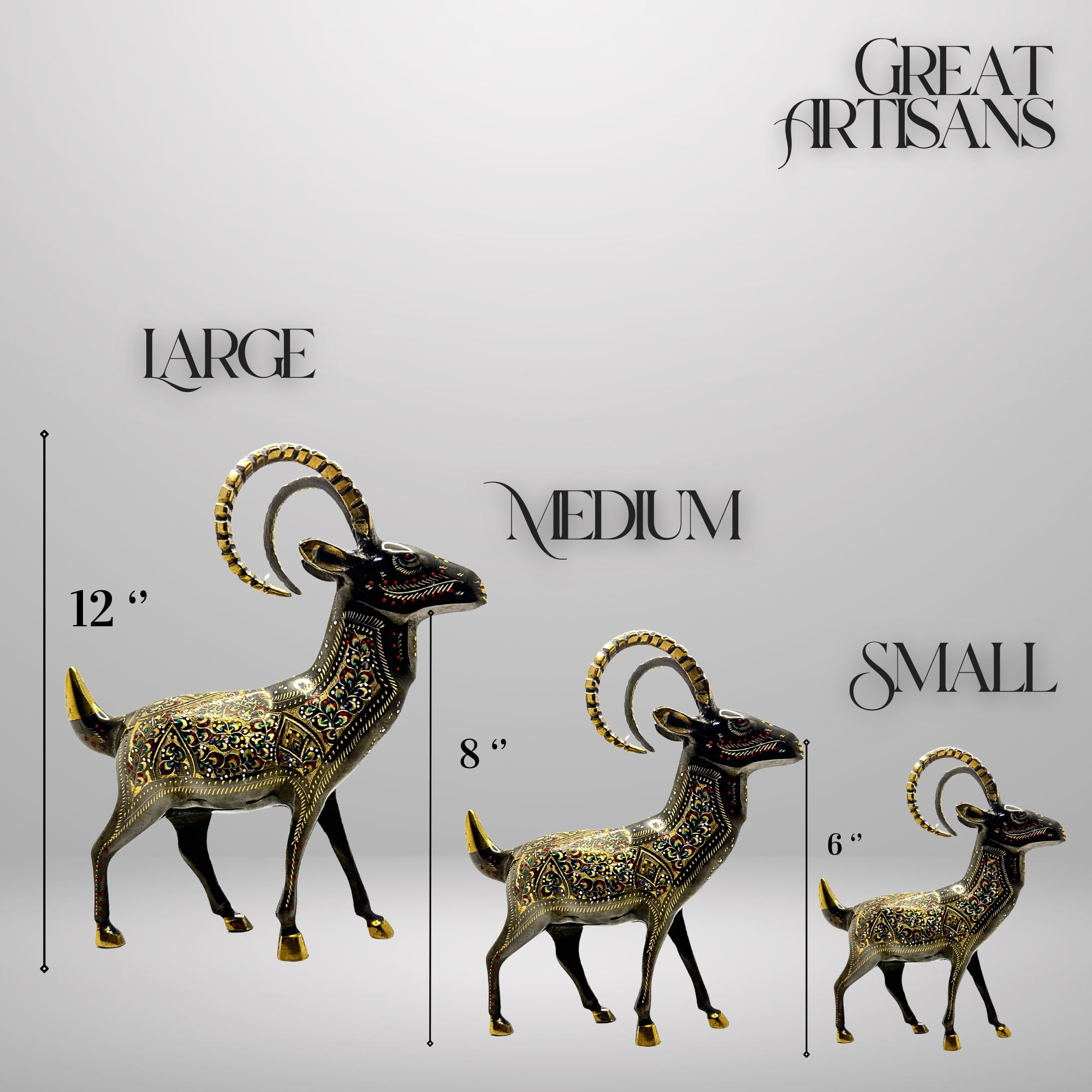 Brass Goat Figurine. Hand Carving Standing Markhor Statue - Etsy