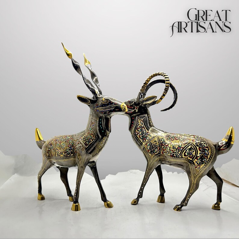 Brass Goat Figurine. Hand Carving Standing Markhor Statue - Etsy