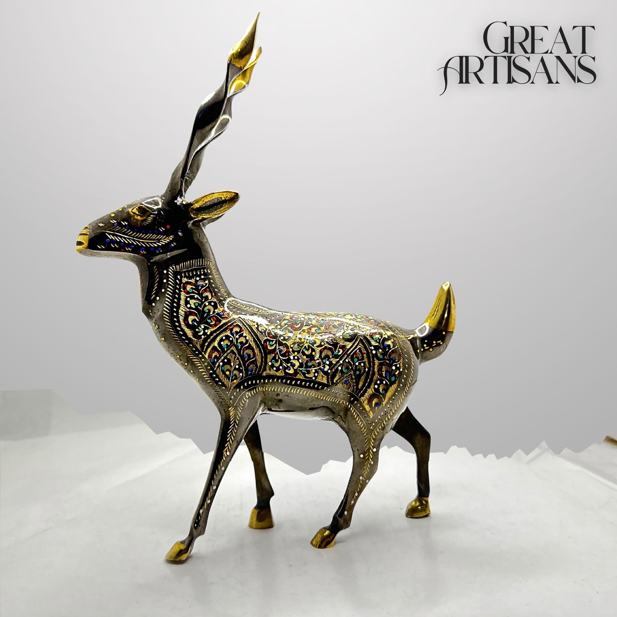 Brass Goat Figurine. Hand Carving Standing Markhor Statue - Etsy