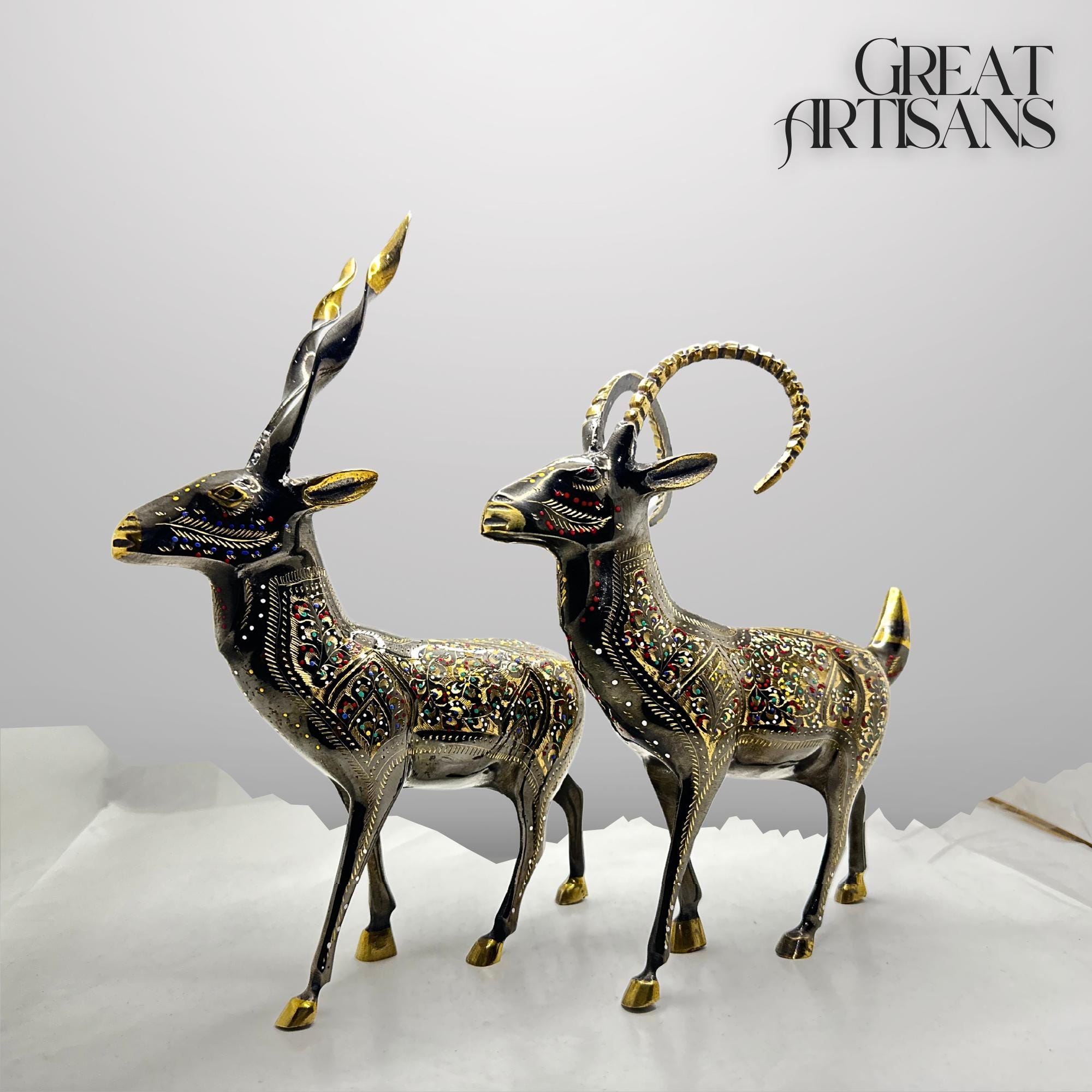 Brass Goat Figurine. Hand Carving Standing Markhor Statue - Etsy