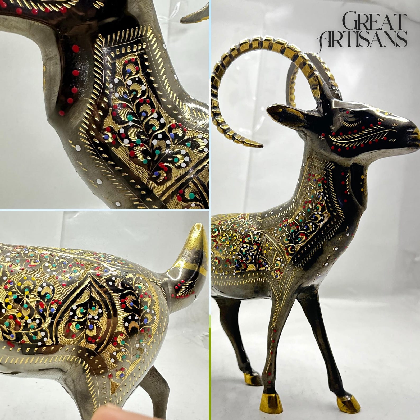 Brass Goat Figurine. Hand Carving Standing Markhor Statue - Etsy
