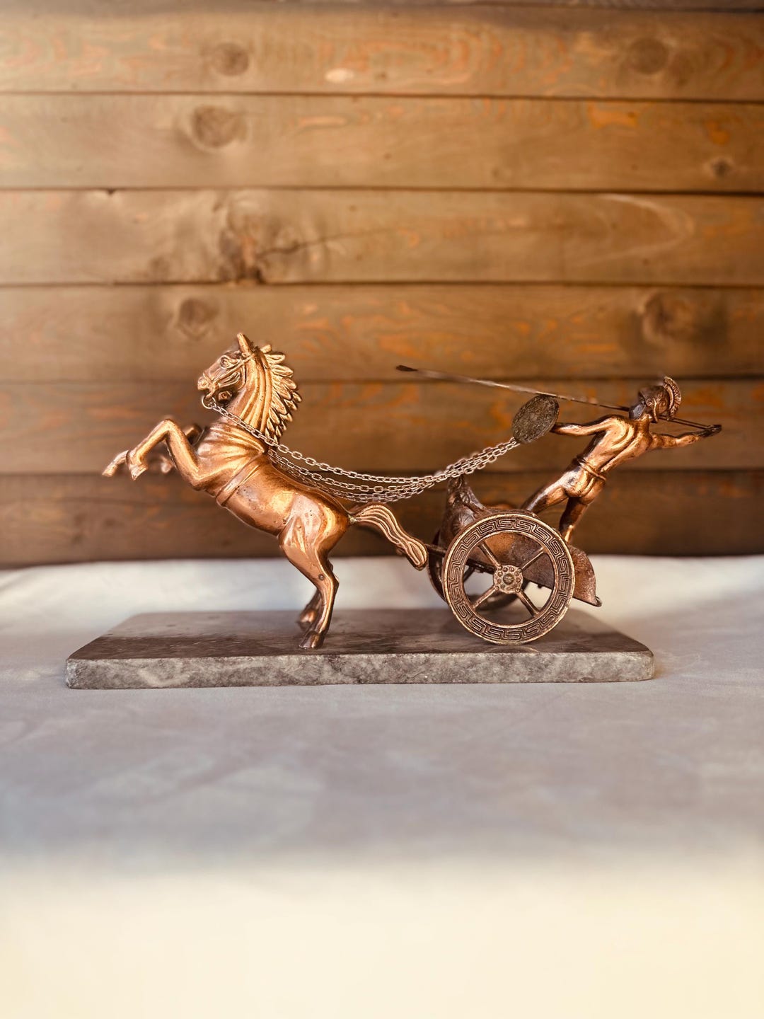 MCM Bronze Roman Gladiator Statue - Vintage Horse and Chariot Sculpture ...