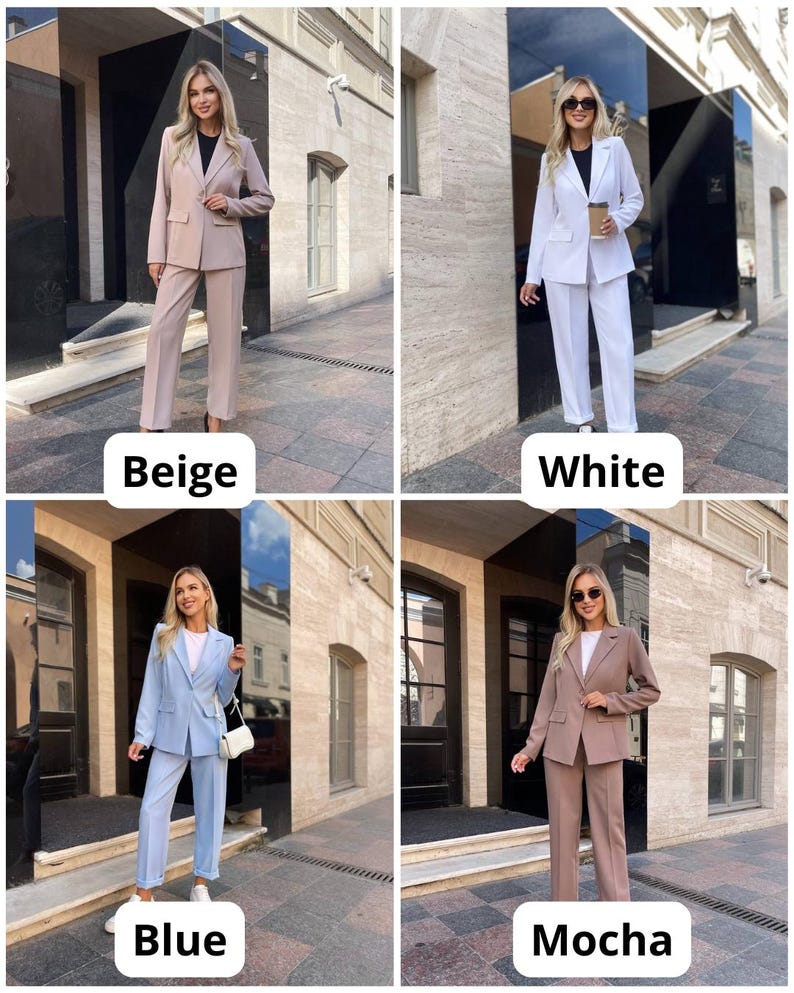 Modern Women's Spring Suit in Subtle Olive – A Chic, Tailored Ensemble ...