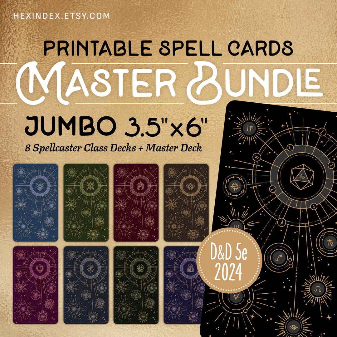 Jumbo Spell Cards – Master Bundle for D&D 5e 2024 (5.5) (printable) - Etsy