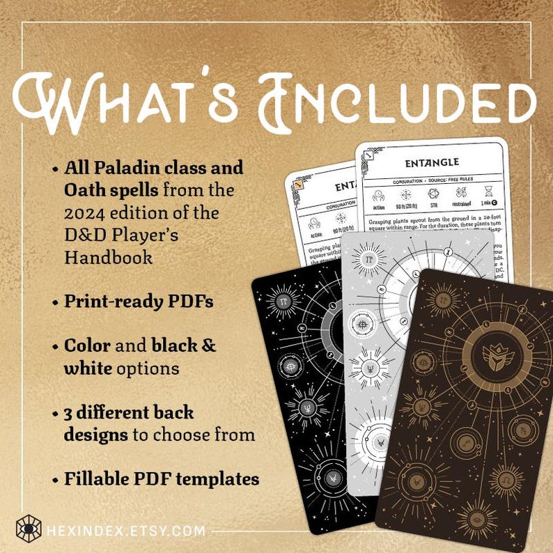 Jumbo Paladin Spell Cards for D&D 5e 2024 (5.5) (printable) - Etsy