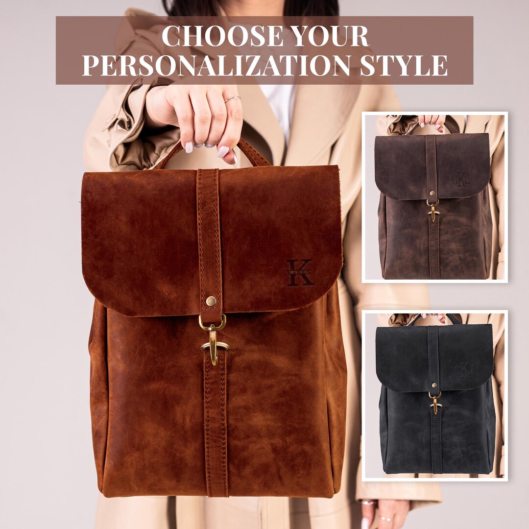 Rustic Leather Backpack for Men and Women, Vintage Style, Secure Buckle ...