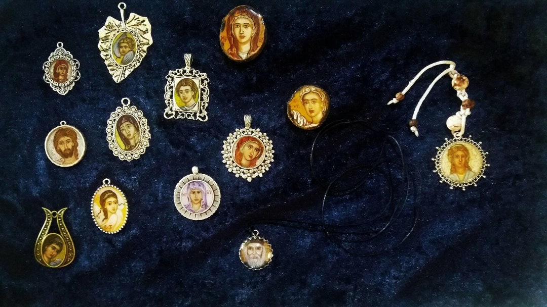 Amulets - Jewellery With Miniature Byzantine Icons, Handpainted. MADE ...