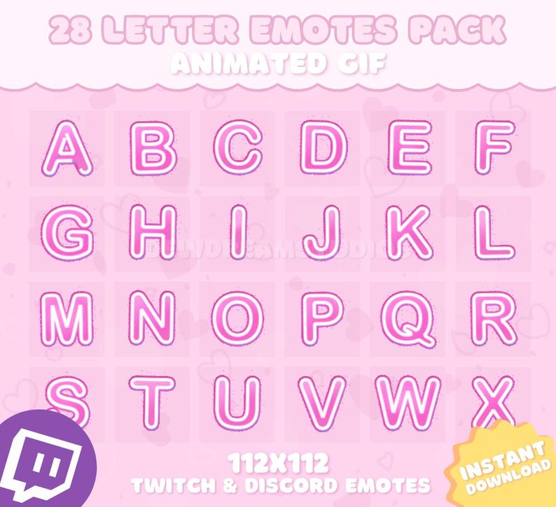 28 Animated Letter Emotes Pack for Twitch, Youtube, Discord, Kick ...