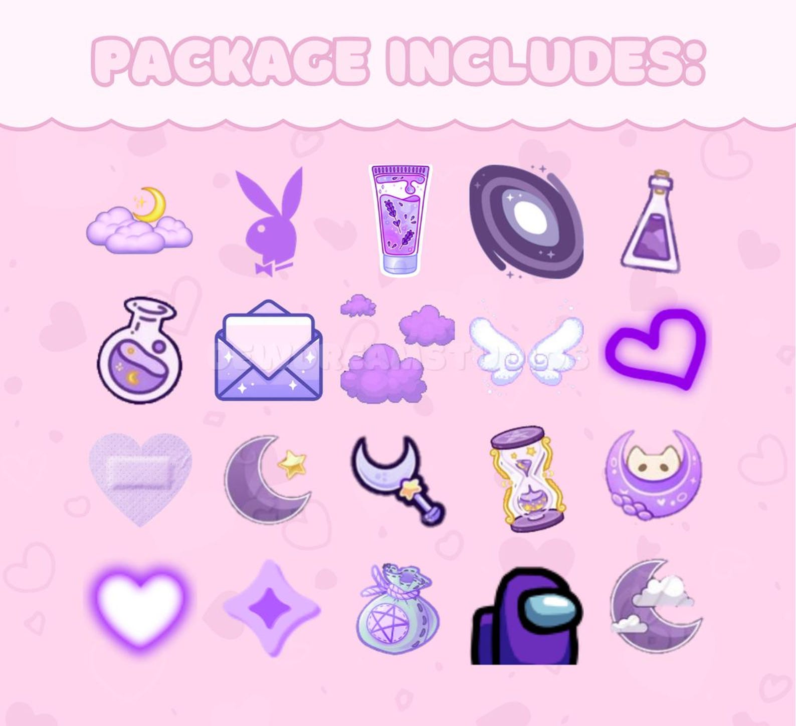 280 Purple Emotes Pack for Twitch, Youtube, Discord, Kick | Kawaii ...