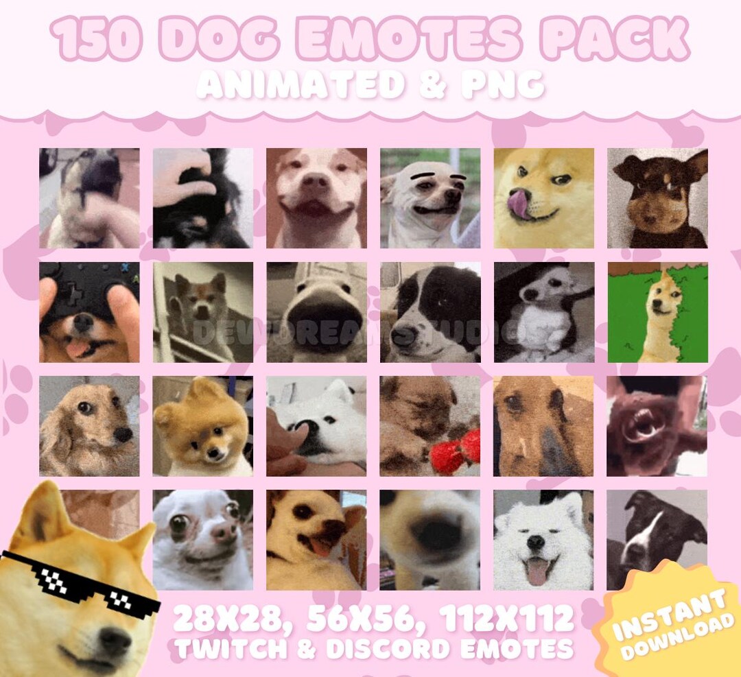 150 Animated Dog Emotes Pack for Twitch, Youtube, Discord, Kick | Cute ...