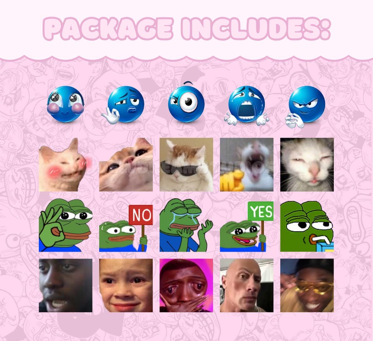 150 Meme Emotes Pack for Twitch, Youtube, Discord, Kick | Cute & Funny ...