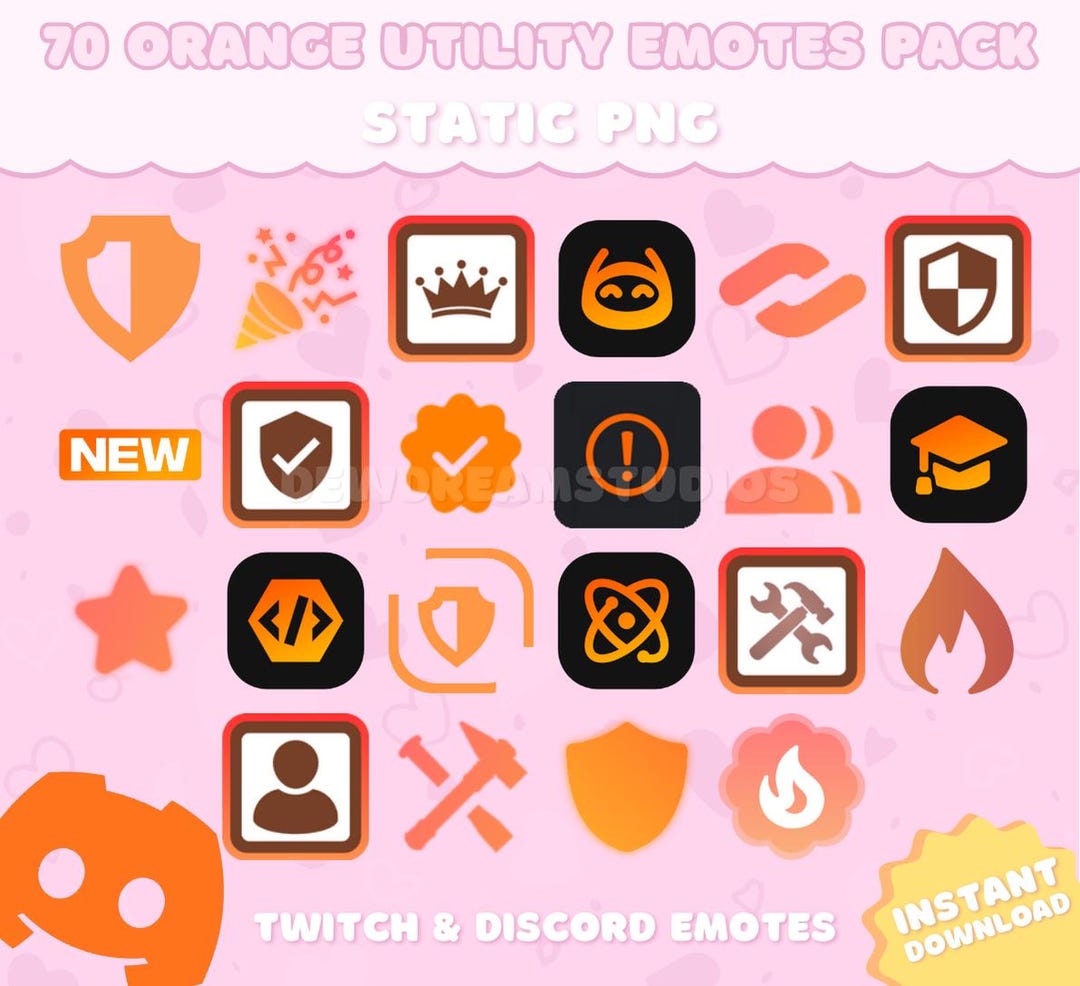70 Orange Utility Emotes Pack for Twitch, Youtube, Discord, Kick ...