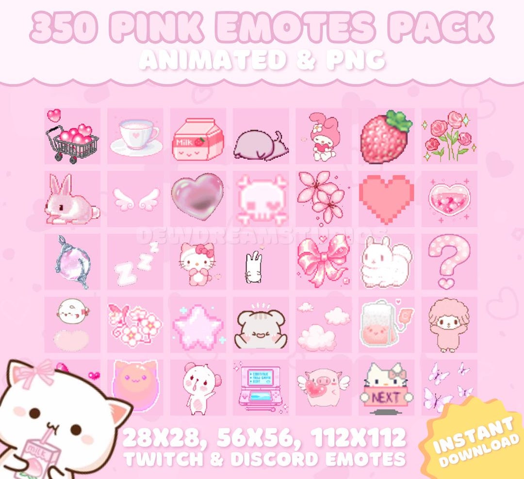 350 Pink Emotes Pack for Twitch, Youtube, Discord, Kick Kawaii ...