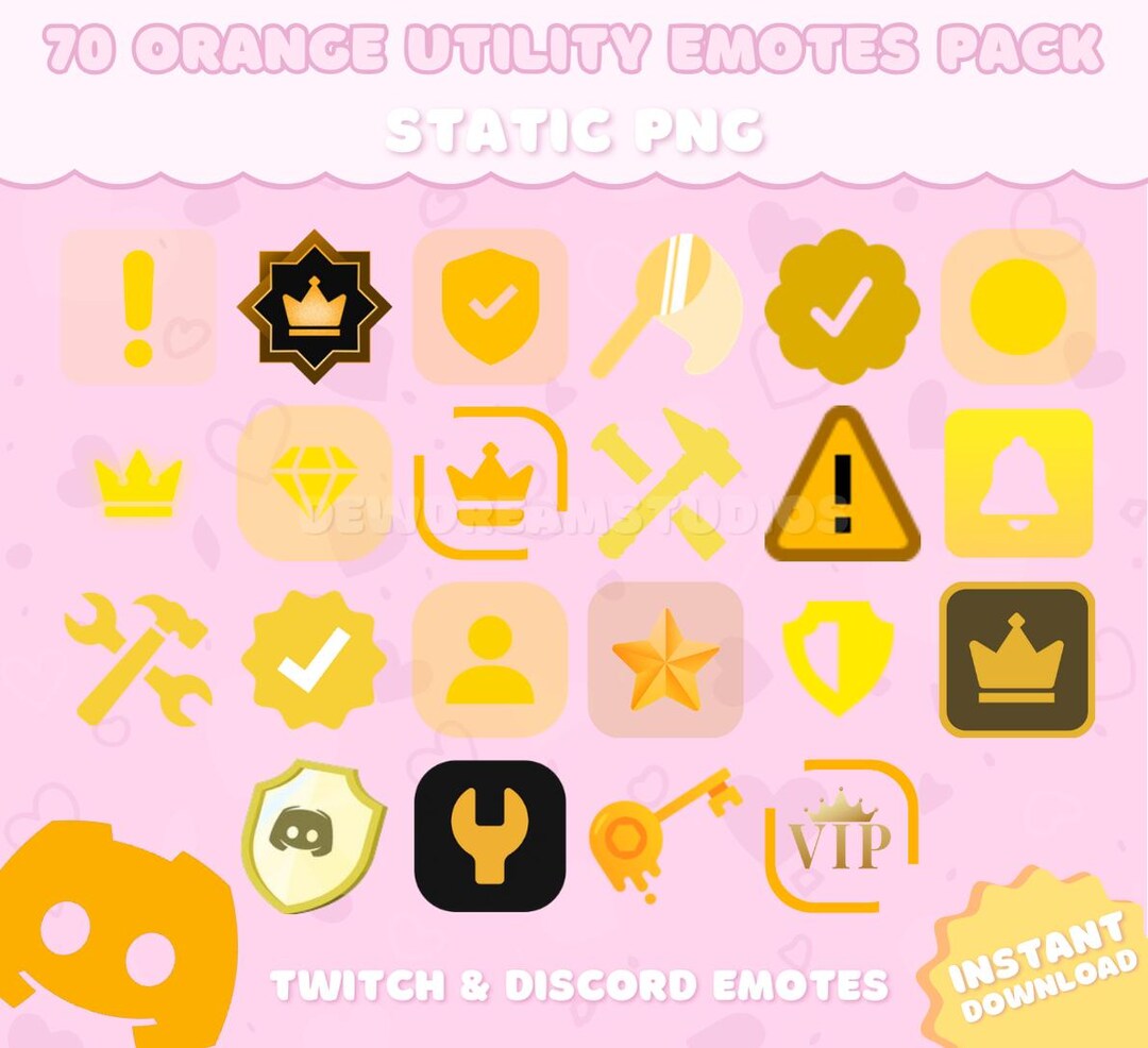 60 Yellow Utility Emotes Pack for Twitch, Youtube, Discord, Kick ...